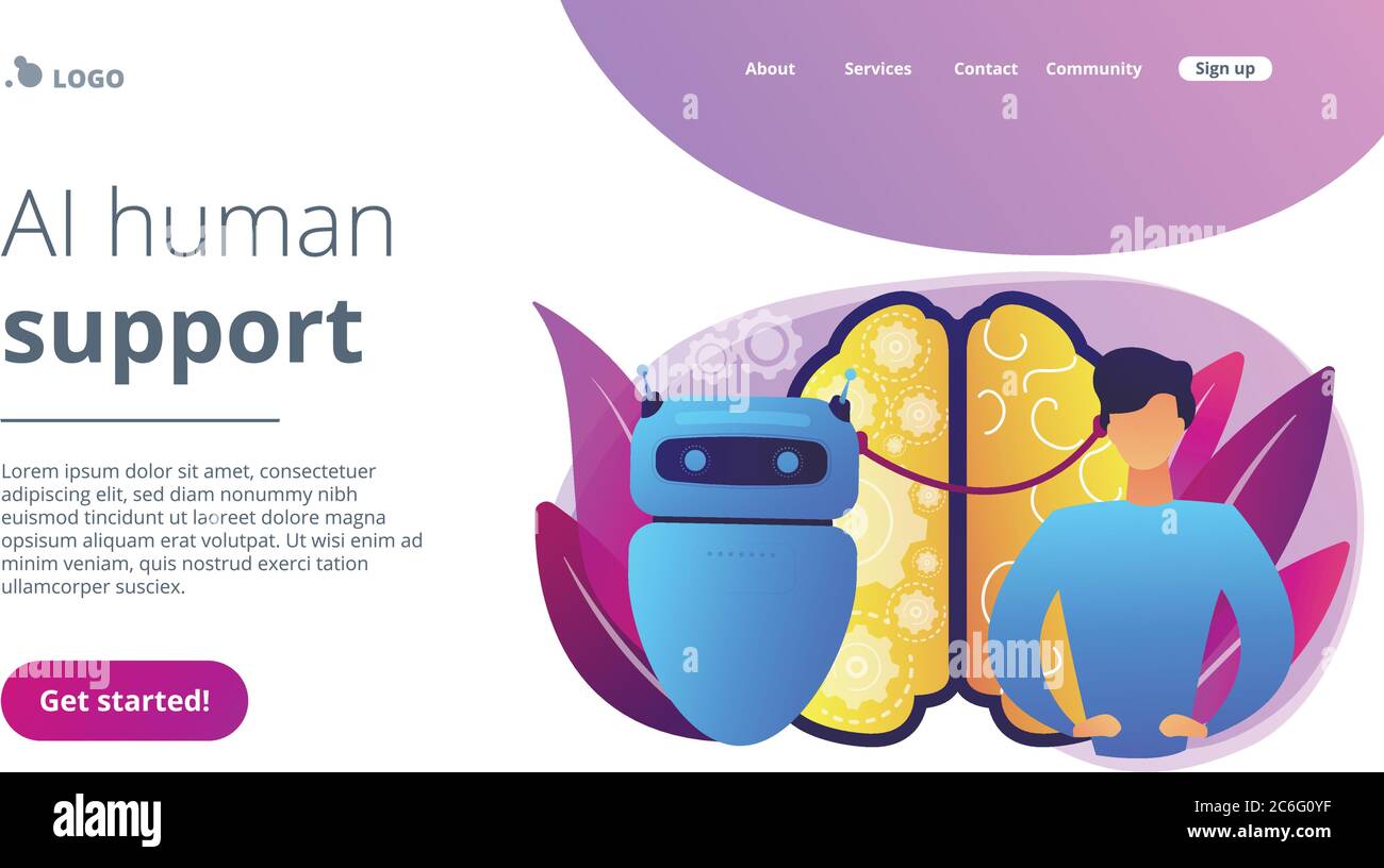 Augmented intelligence concept landing page Stock Vector Image & Art ...