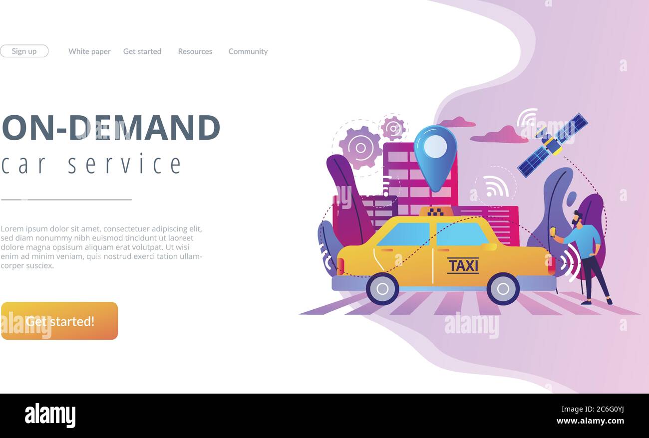 Autonomous taxi concept landing page Stock Vector Image & Art - Alamy