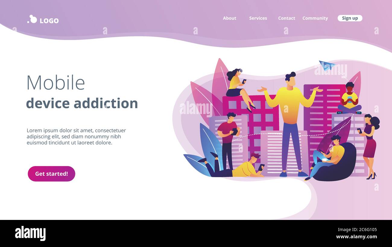Smartphone addiction concept landing page Stock Vector Image & Art - Alamy