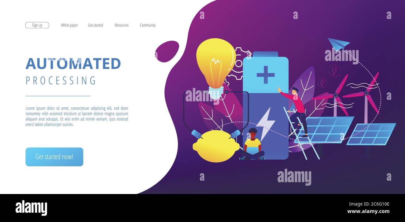 Innovative battery technology concept landing page Stock Vector Image ...