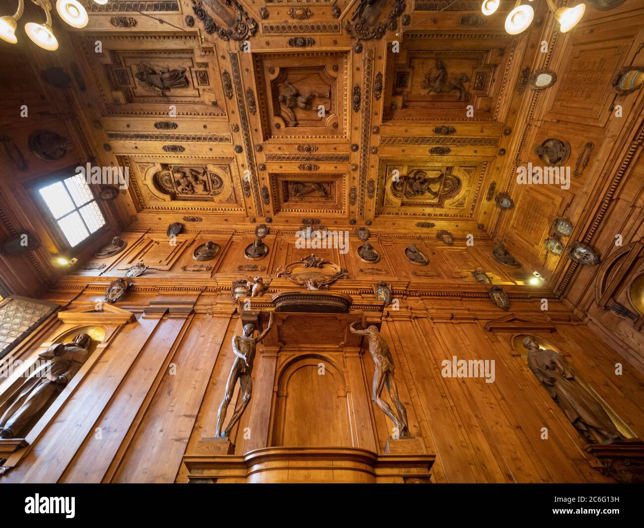 The Anatomical Theatre of the Archiginnasio. Bologna, Italy Stock Photo ...