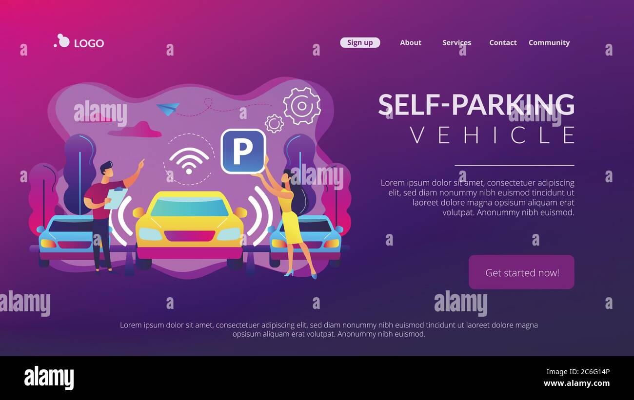 Self-parking car system concept landing page Stock Vector Image & Art ...