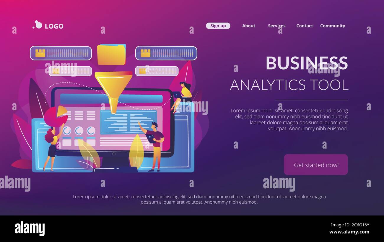 Business intelligence dashboard concept landing page Stock Vector Image ...