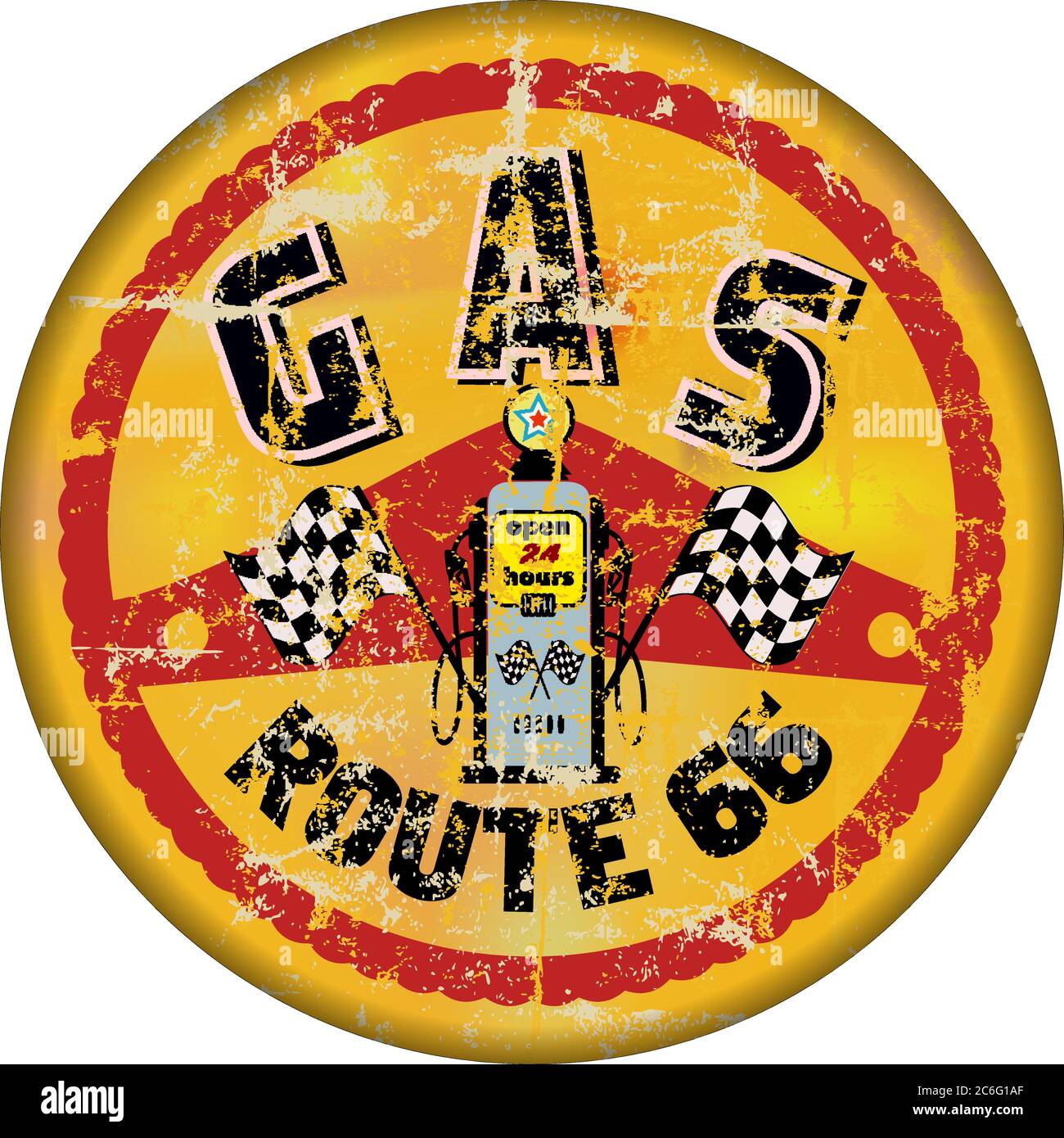 vintage route 66 gas sation sign, retro style vector illustration ...