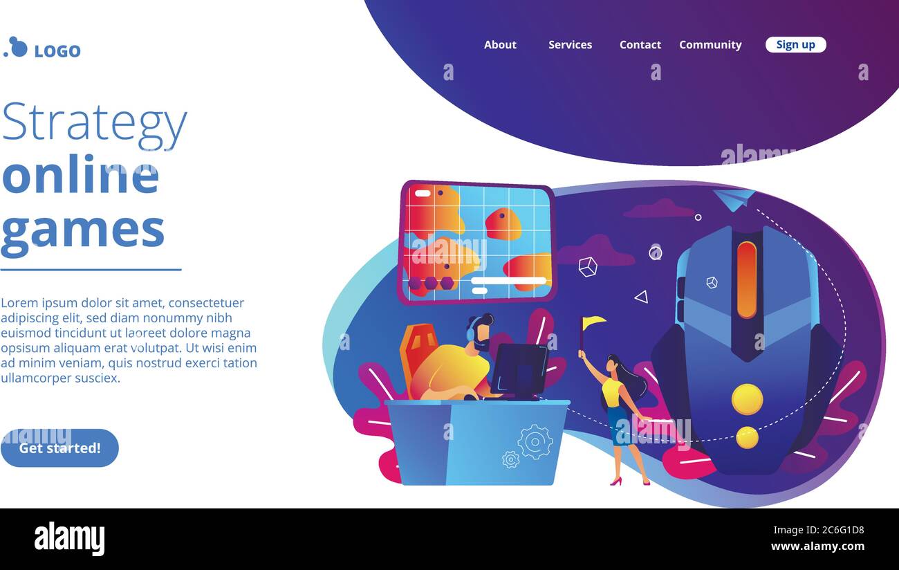 Strategy online games concept landing page Stock Vector Image & Art - Alamy