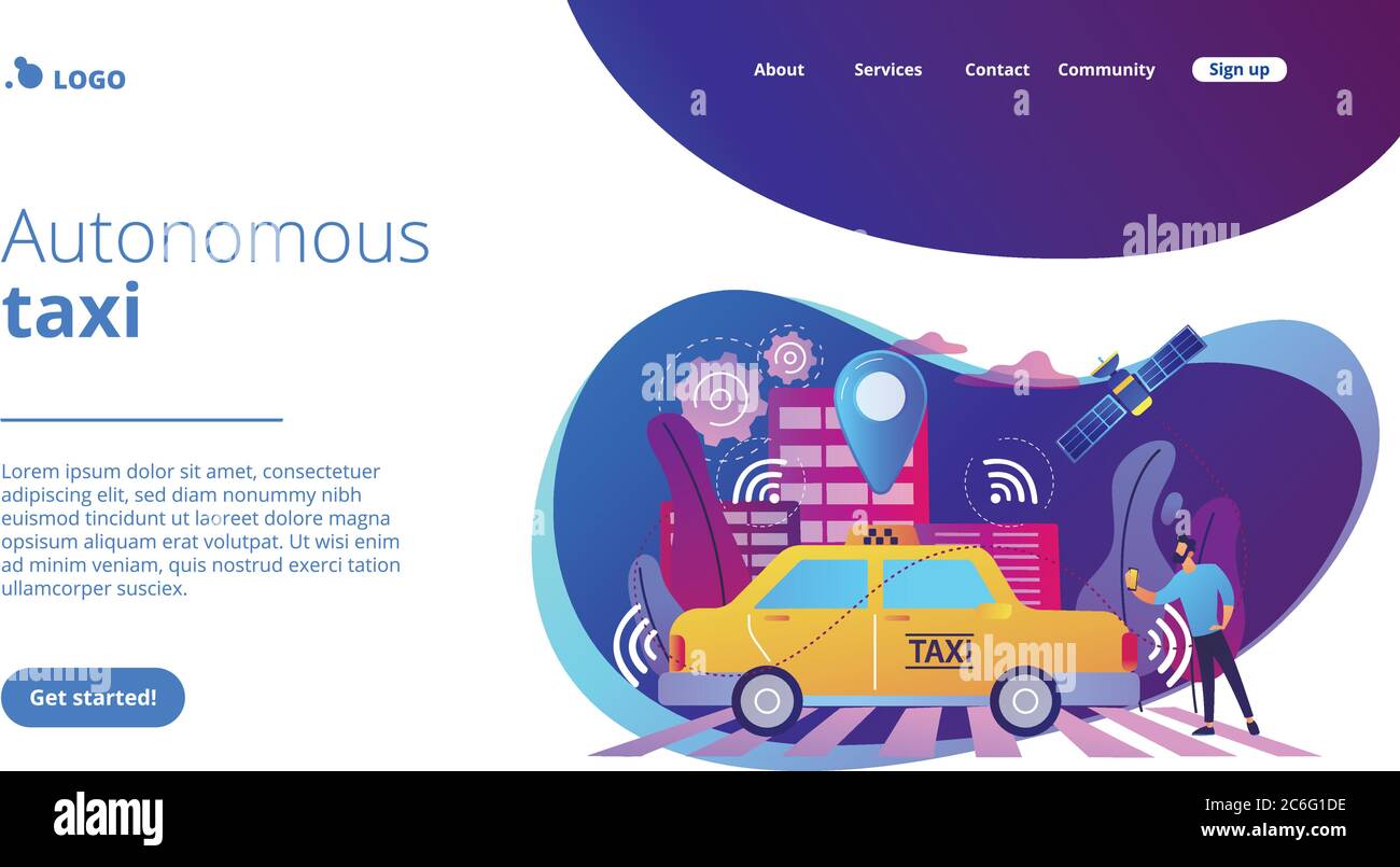 Autonomous taxi concept landing page Stock Vector Image & Art - Alamy