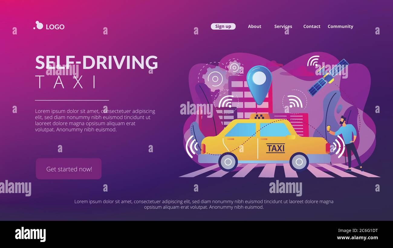 Autonomous taxi concept landing page Stock Vector Image & Art - Alamy