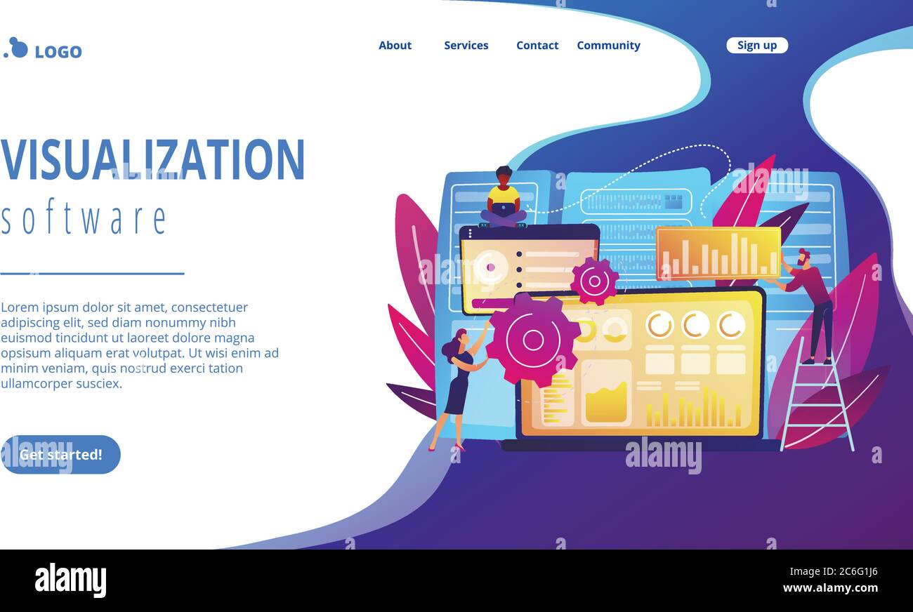 Big data visualization concept landing page Stock Vector Image & Art ...