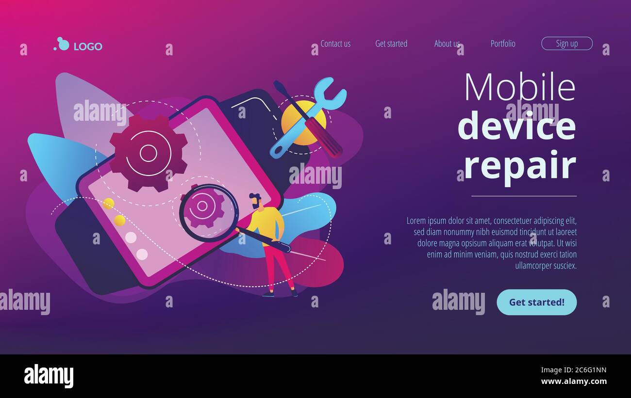 Mobile device repair concept landing page Stock Vector Image & Art - Alamy