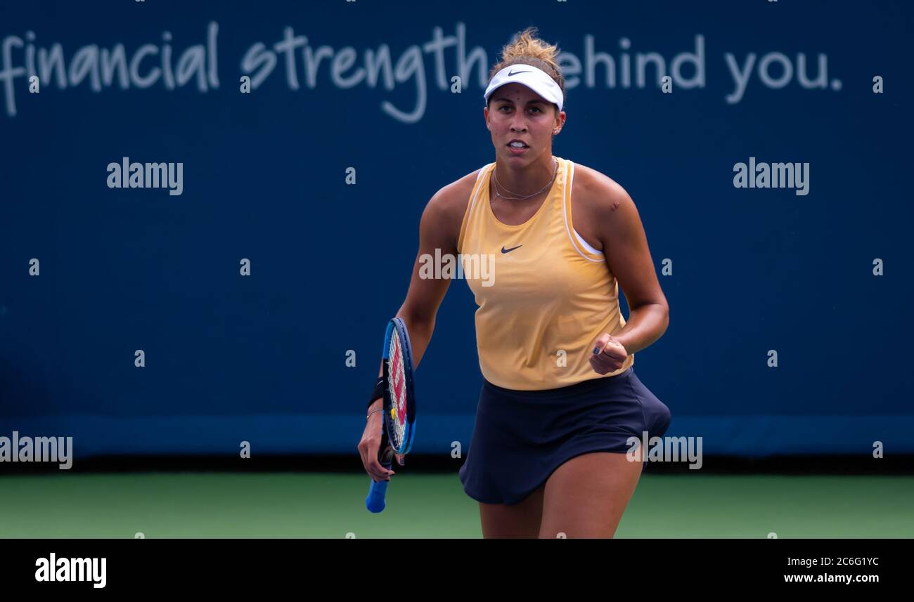 Madison Keys of the United States in action during her first-round ...