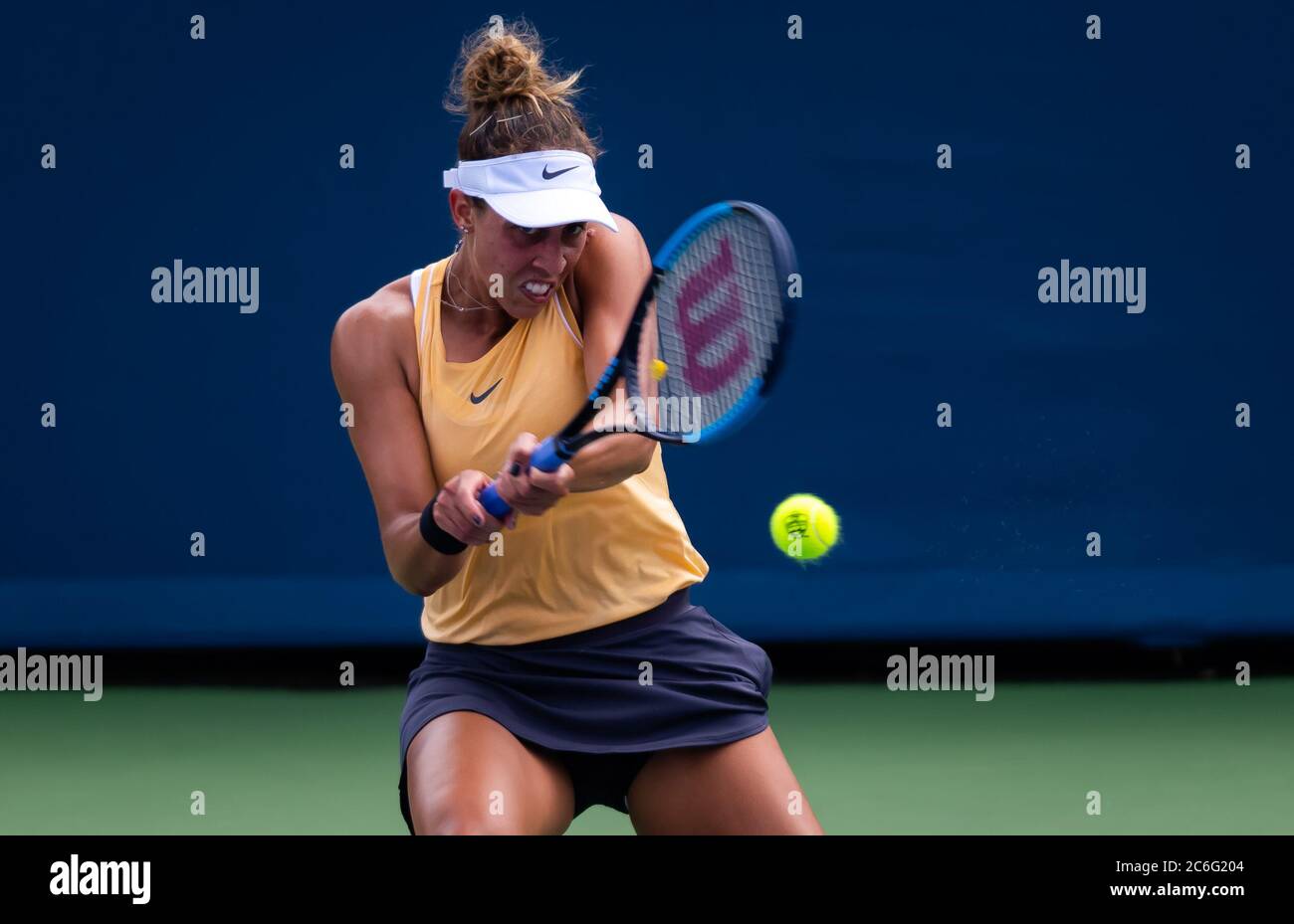 Madison Keys of the United States in action during her first-round ...