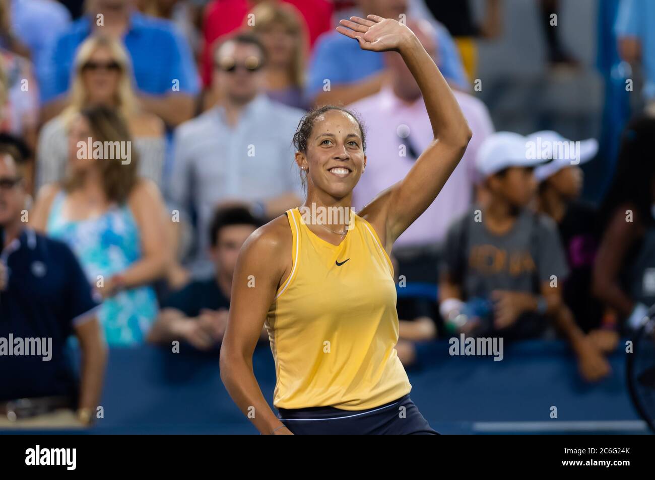 Madison Keys of the United States after winning her quarter-final match ...