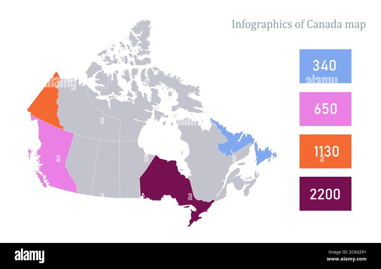 Infographics of Canada map, individual states vector Stock Vector Image ...