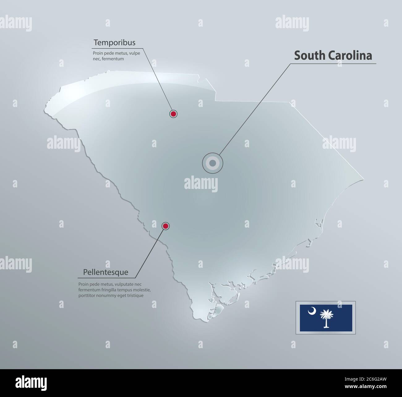 South Carolina map glass card paper 3D vector Stock Vector Image & Art ...