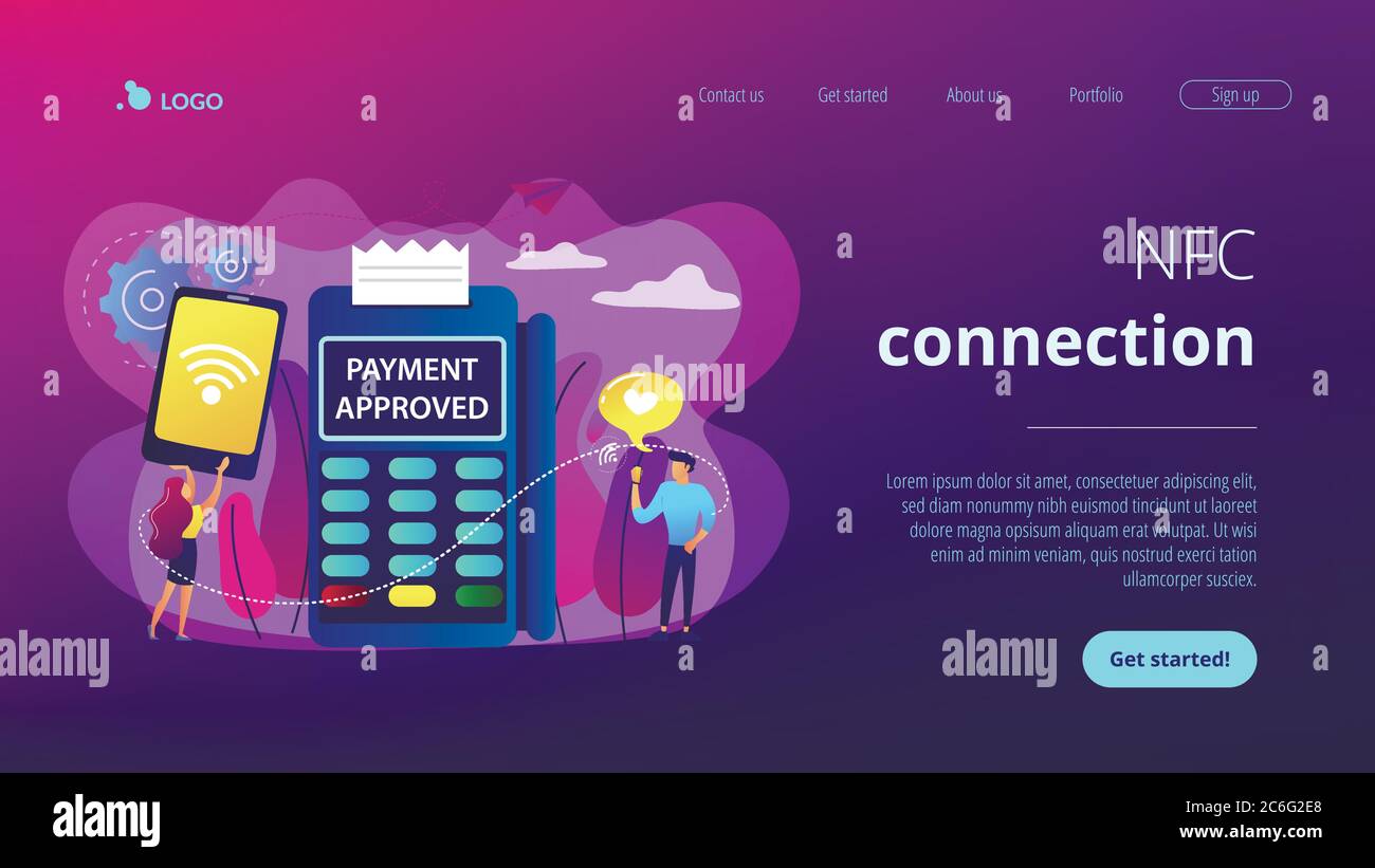 NFC connection concept landing page Stock Vector Image & Art - Alamy