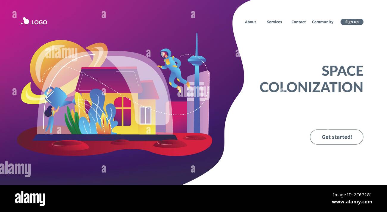 Space colonization concept landing page Stock Vector Image & Art - Alamy