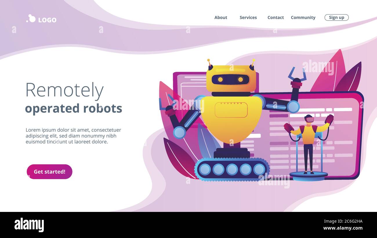 Remotely operated robots concept landing page Stock Vector Image & Art ...
