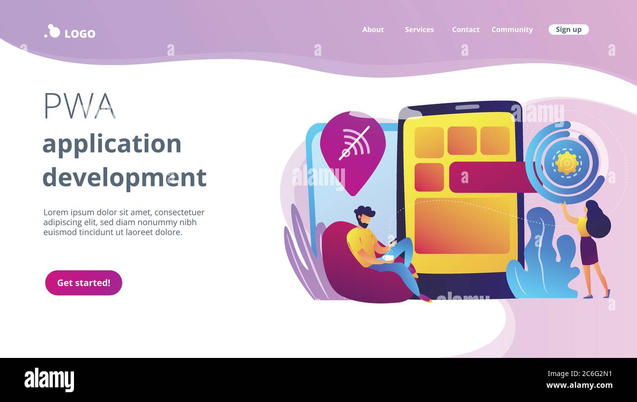 Progressive web app concept landing page Stock Vector Image & Art - Alamy
