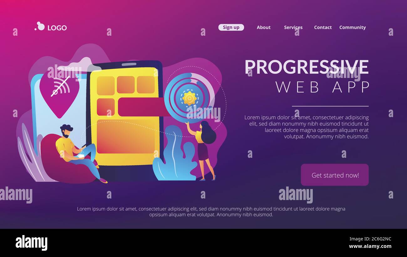 Progressive web app concept landing page Stock Vector Image & Art - Alamy