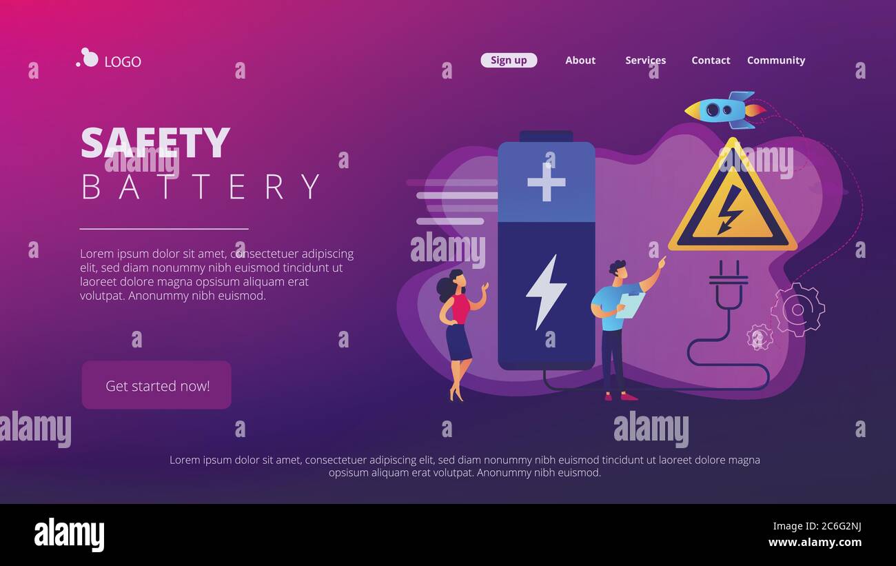 Safety battery concept landing page Stock Vector Image & Art - Alamy