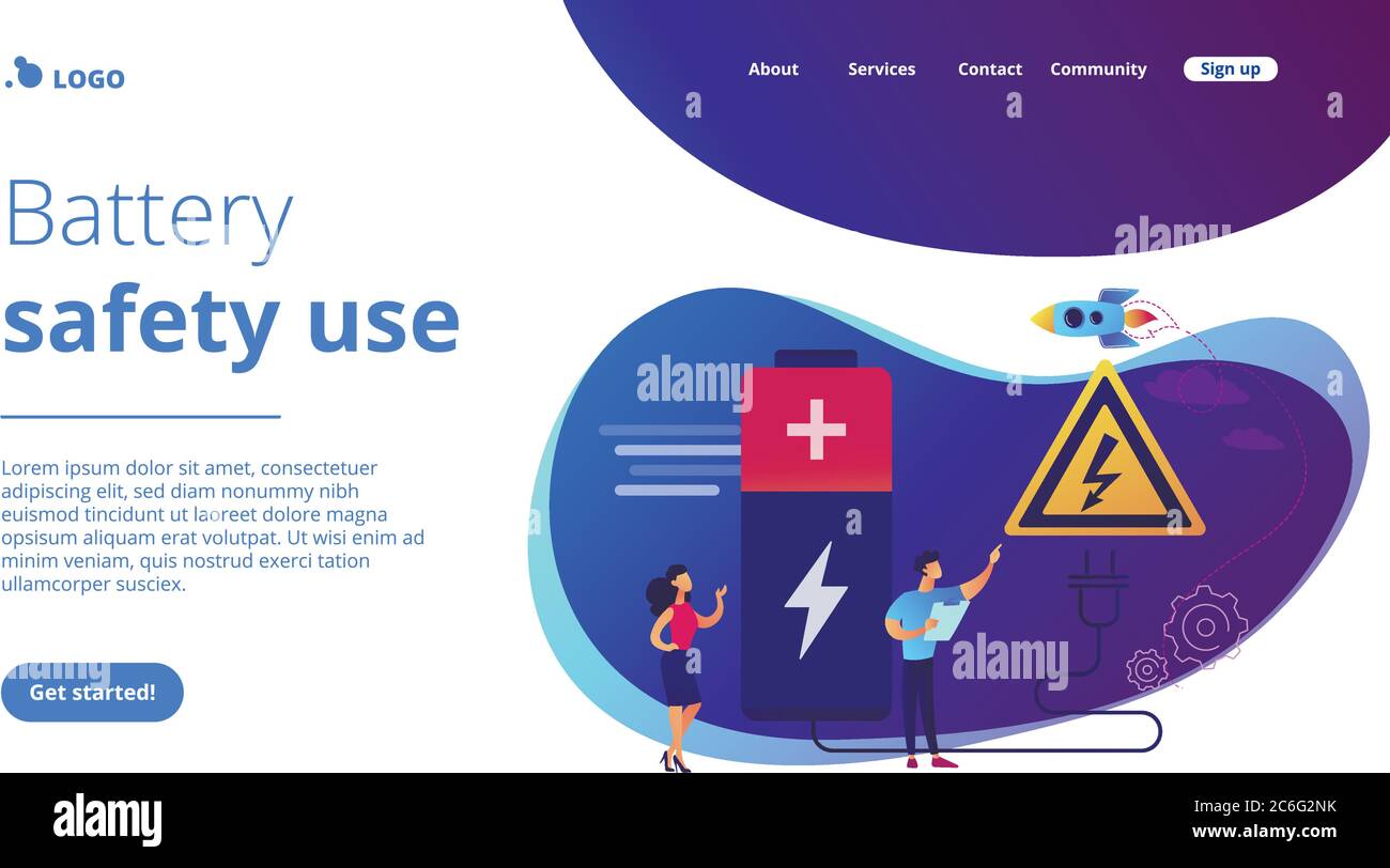 Safety battery concept landing page Stock Vector Image & Art - Alamy