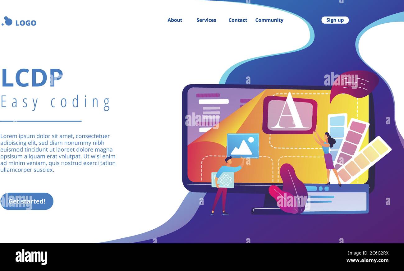 Low code development concept landing page Stock Vector Image & Art - Alamy