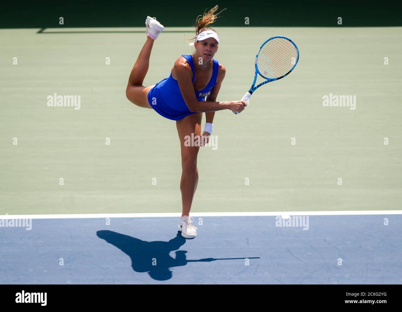 Magda Linette of Poland in action during the final of the 2019 NYJTL ...