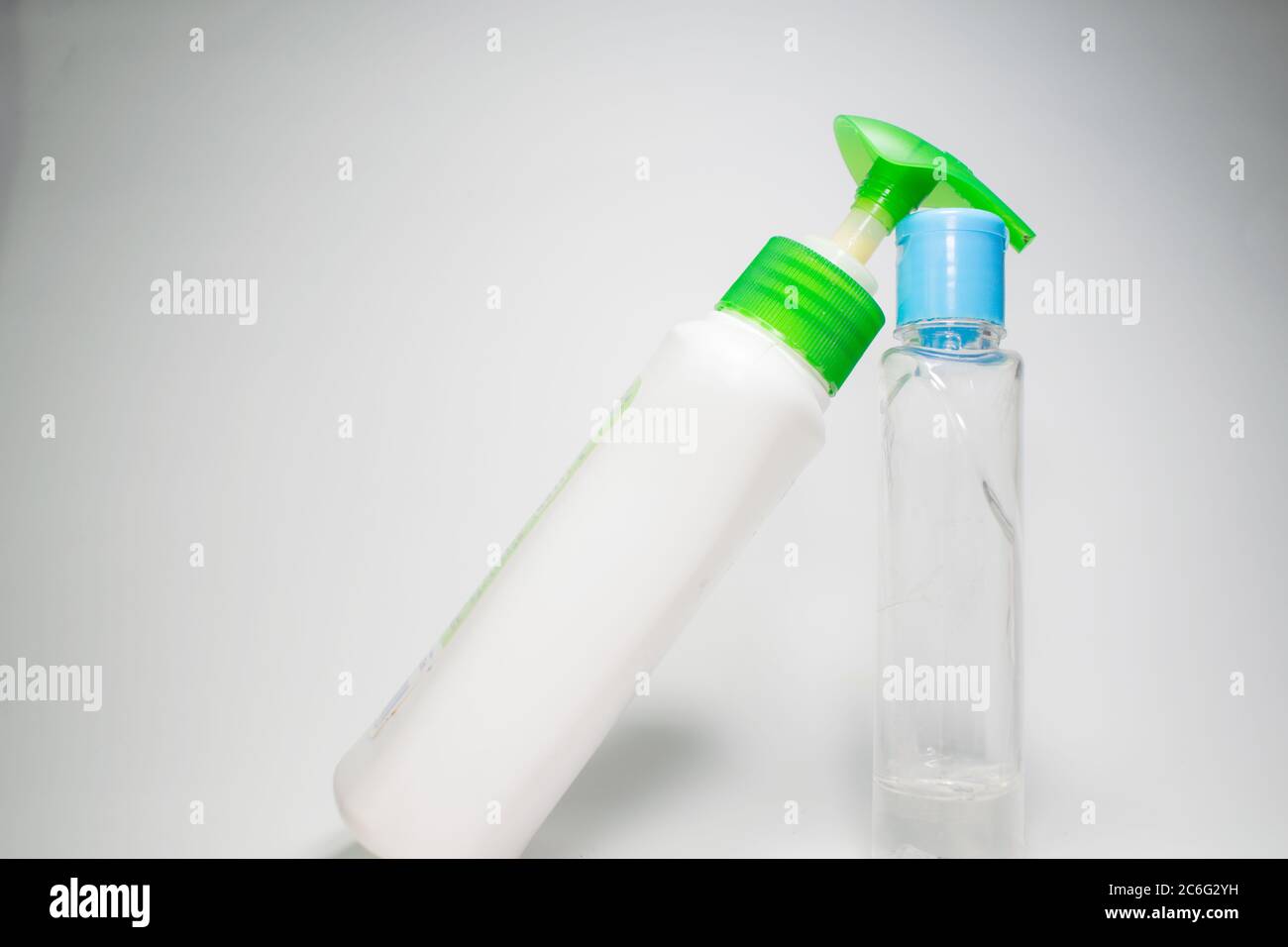 Hand wash and sanitizer isolated on white background. Hygiene concept ...