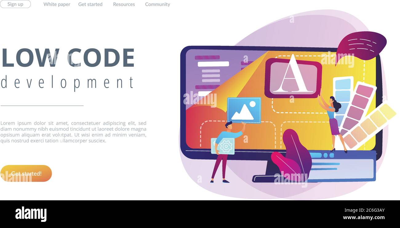 Low code development concept landing page Stock Vector Image & Art - Alamy