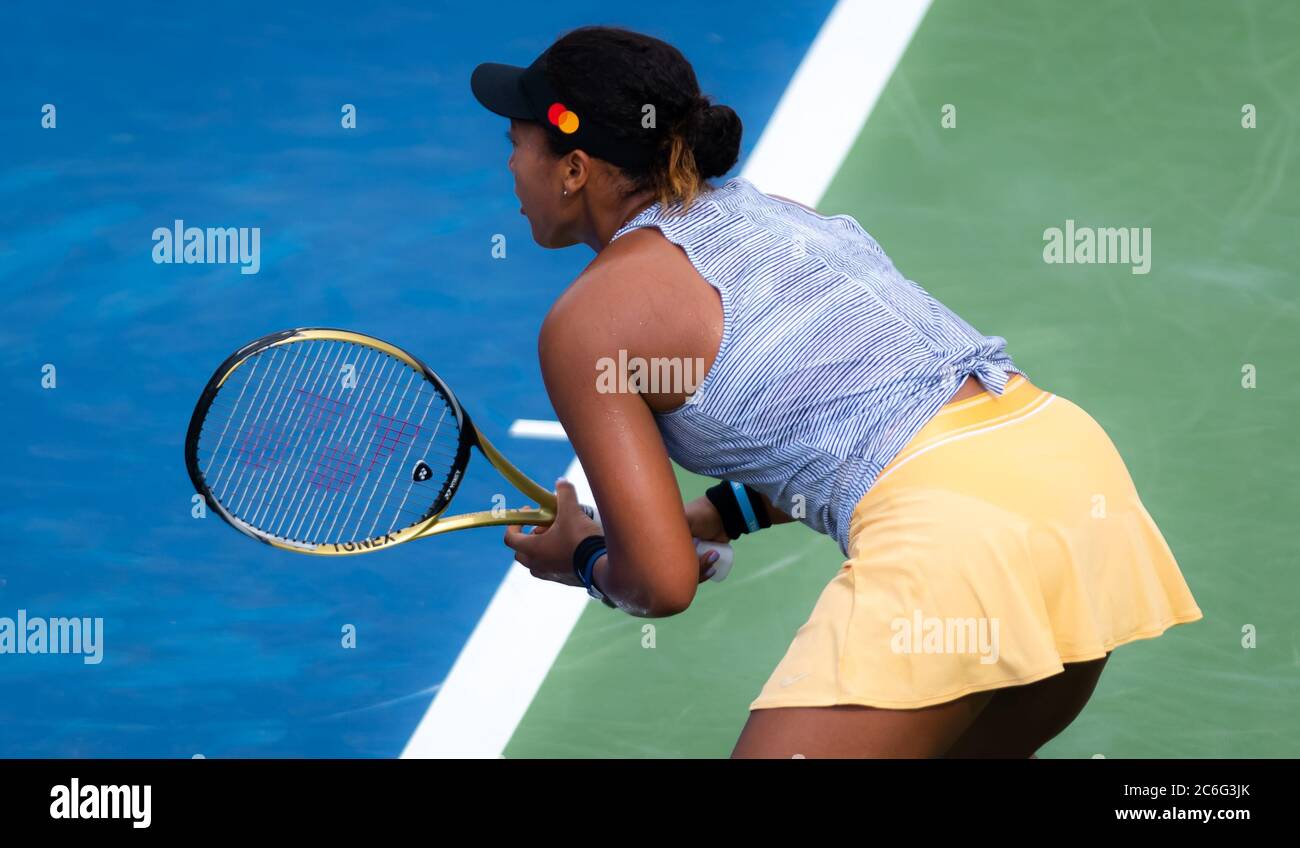 Naomi Osaka of Japan in action during her second-round match at the ...