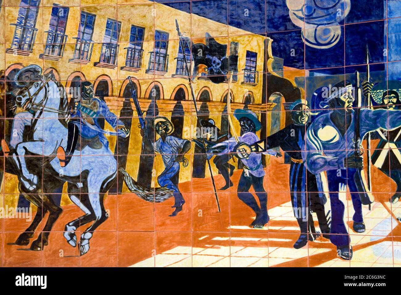 Tile mural in El Pueblo de Los Angeles, California, USA, North America ...