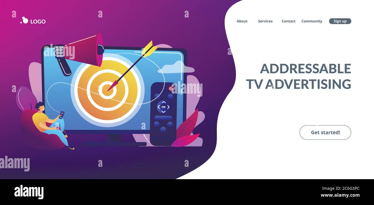 Addressable TV advertising concept landing page Stock Vector Image ...