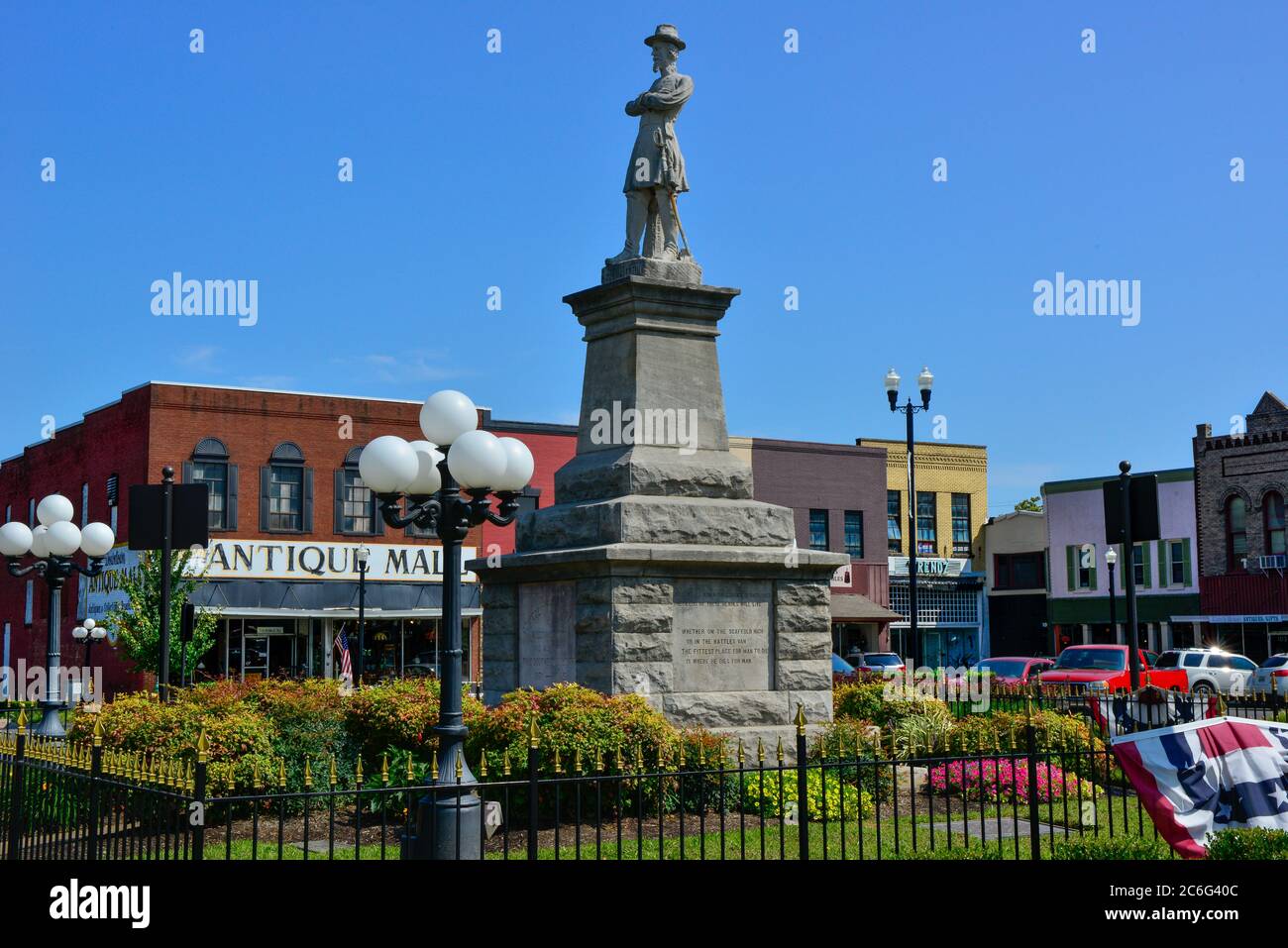Confederate General Hatton, arms crossed with sword statue on stone ...