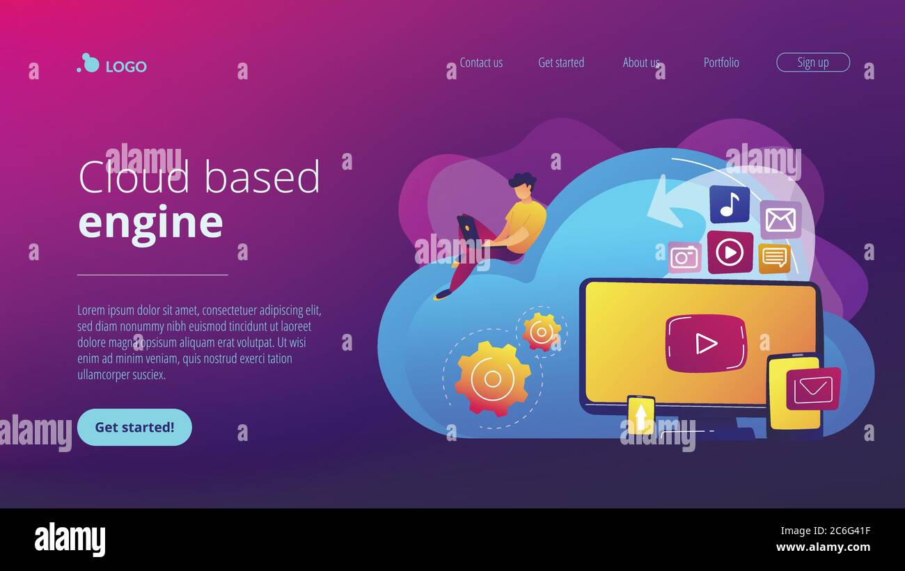 Cloud based engine concept landing page Stock Vector Image & Art - Alamy