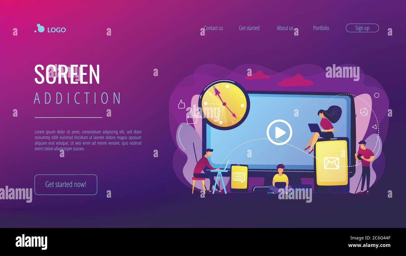 Screen addiction concept landing page Stock Vector Image & Art - Alamy