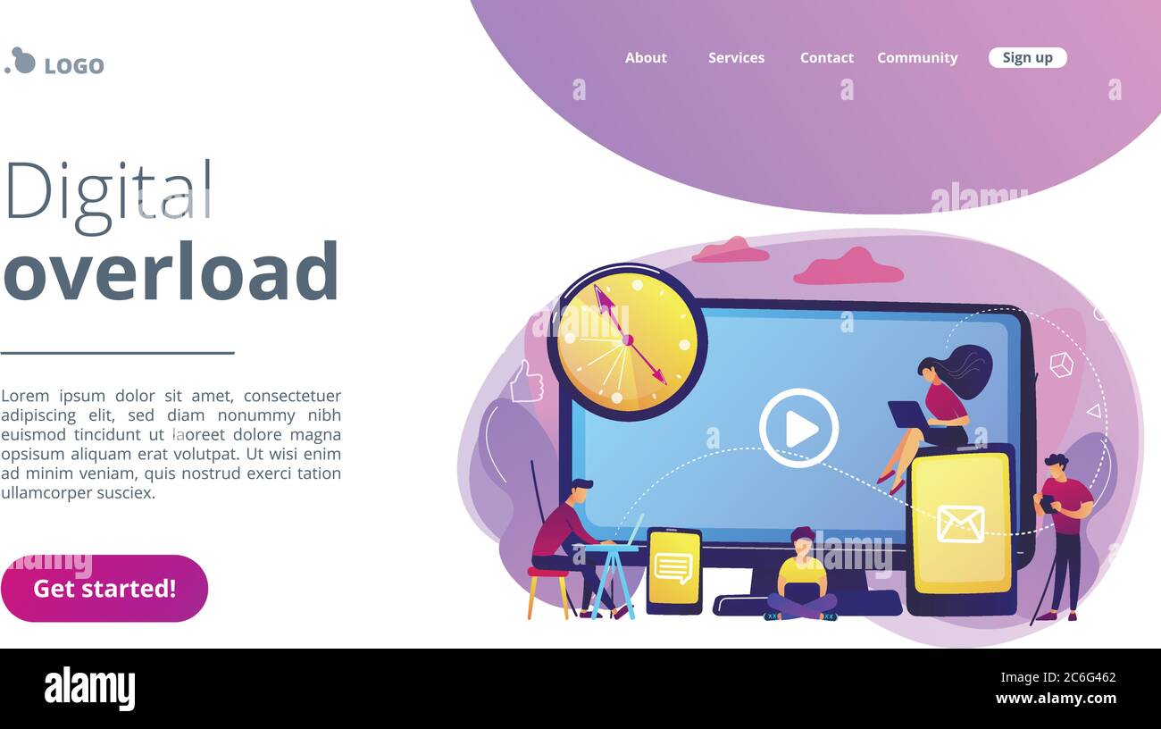 Screen addiction concept landing page Stock Vector Image & Art - Alamy