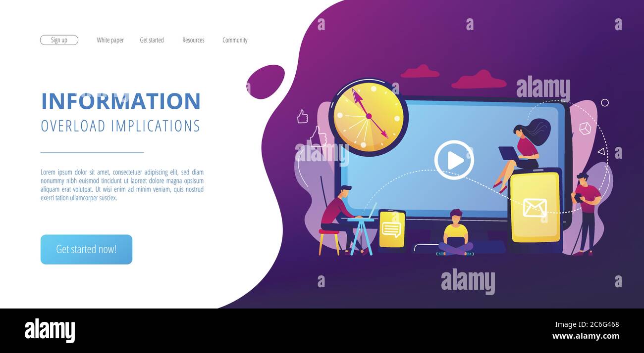 Screen addiction concept landing page Stock Vector Image & Art - Alamy