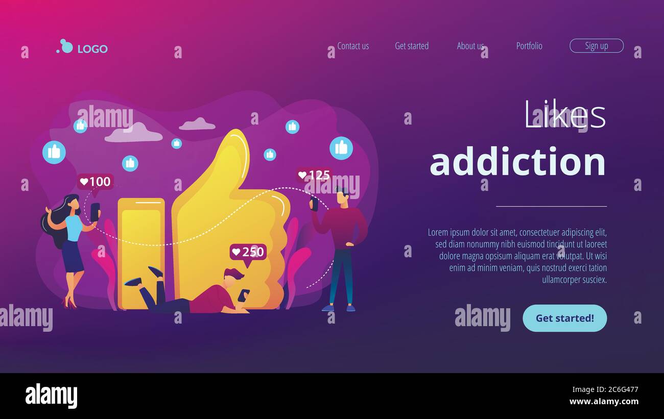 Likes addiction concept landing page Stock Vector Image & Art - Alamy