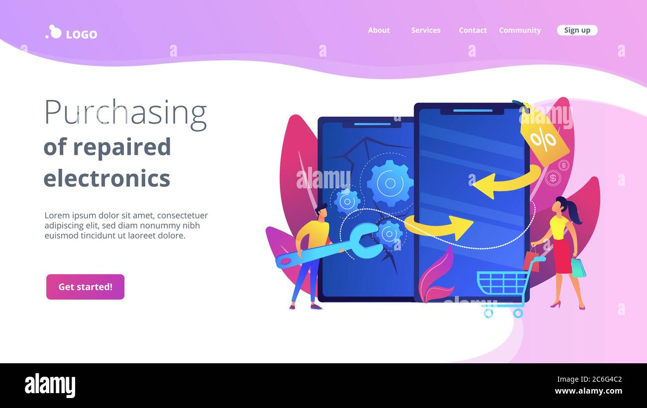 Refurbished device concept landing page Stock Vector Image & Art - Alamy