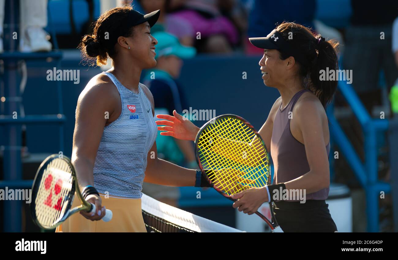 Naomi Osaka of Japan & Su-Wei Hsieh of Chinese Taipeh in action during ...