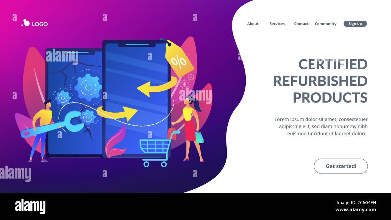 Refurbished device concept landing page Stock Vector Image & Art - Alamy