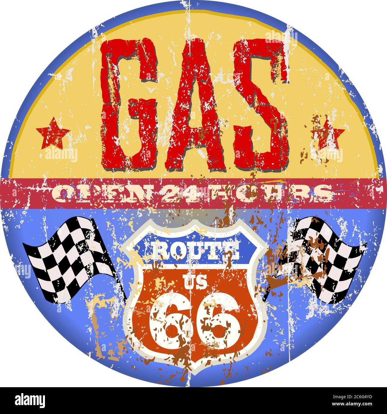 vintage route 66 gas sation sign, retro style vector illustration ...