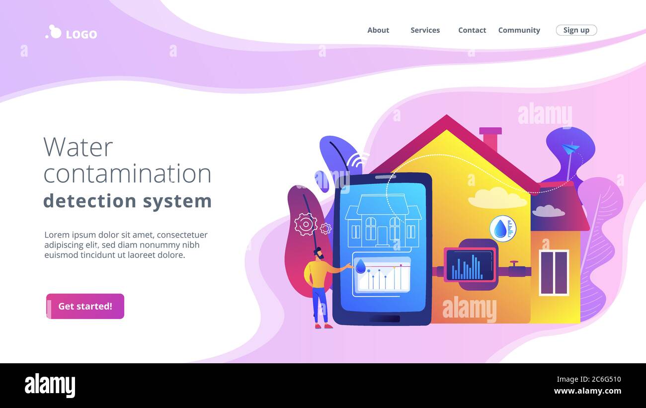 Water Contamination Detection System Concept Landing Page Stock Vector Image And Art Alamy