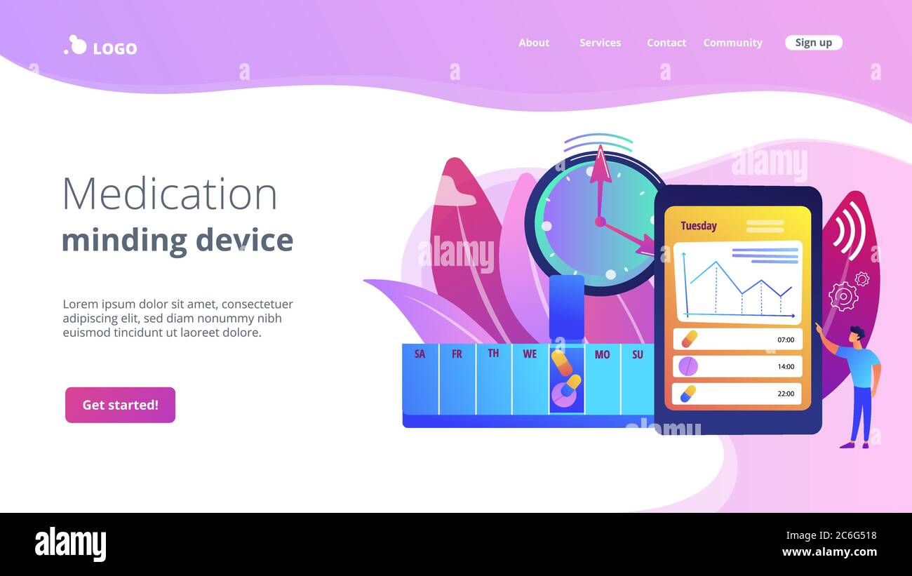 Smart pill boxes concept landing page Stock Vector Image & Art - Alamy