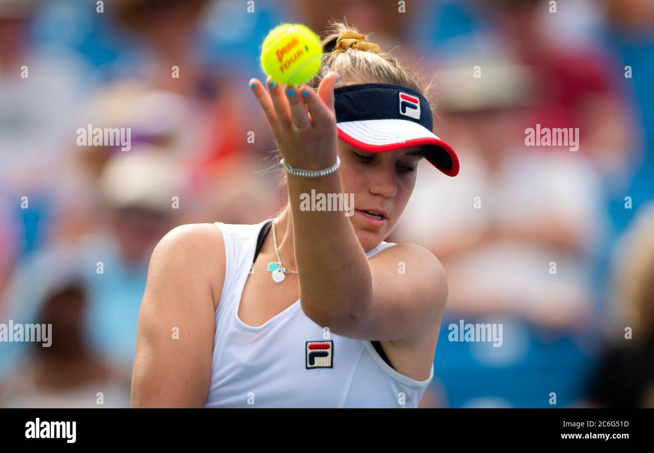 Sofia Kenin of the United States in action during her semifinal match ...