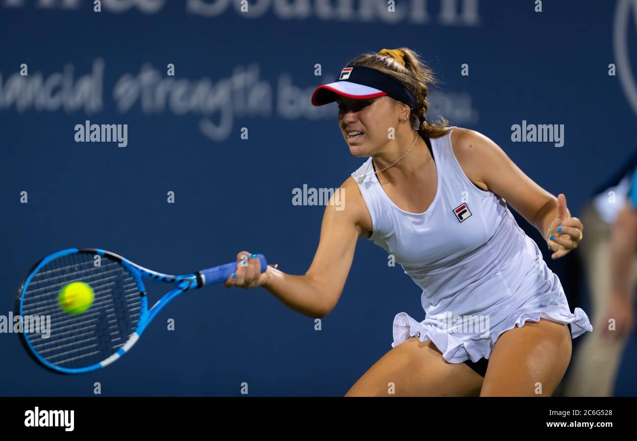 Sofia Kenin of the United States in action during her first-round match ...