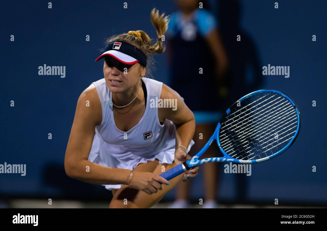 Sofia Kenin of the United States in action during her first-round match ...