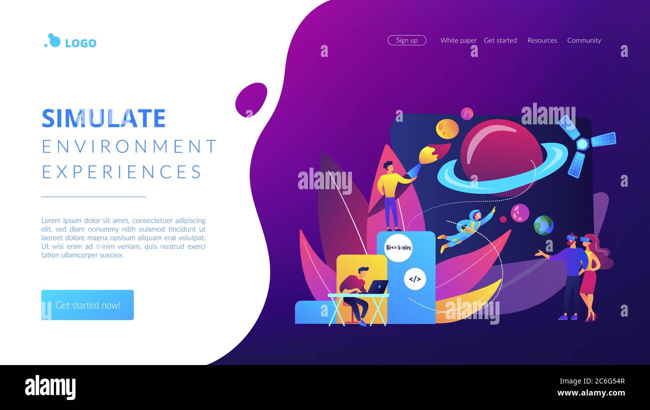 Virtual world development concept landing page Stock Vector Image & Art ...
