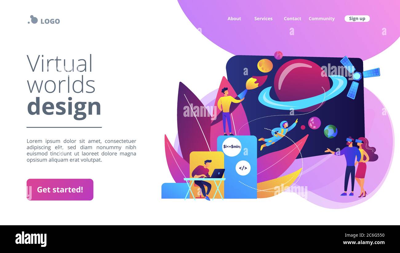 Virtual world development concept landing page Stock Vector Image & Art ...