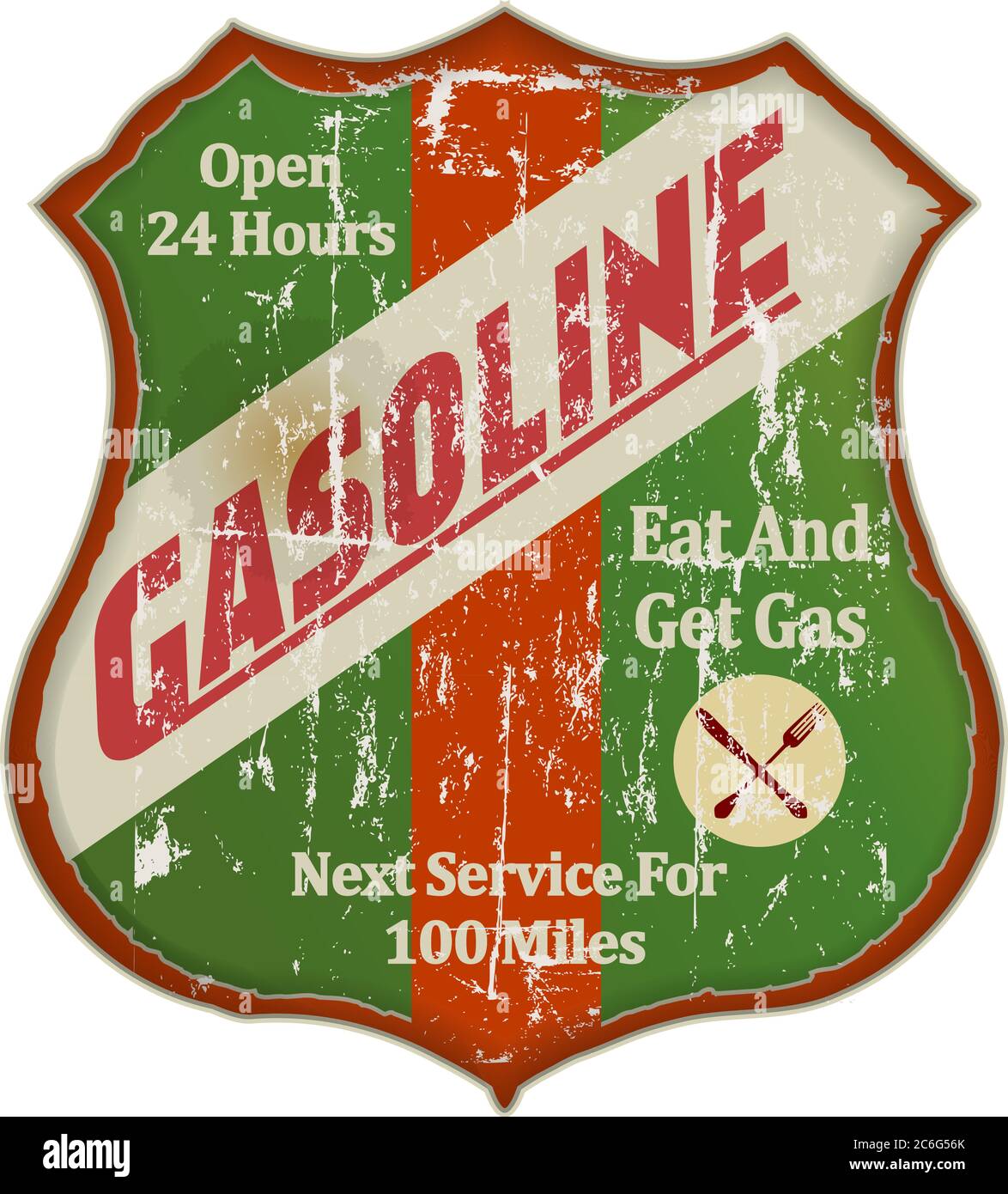 vintage route 66 gas sation sign, retro style vector illustration ...